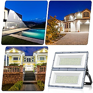 2 Pack 200W LED Flood Light, Super Bright Outdoor Stadium Lights, 20000LM 7000K Daylight Adjustable Lighting Angle, IP67 Waterproof Security Outdoor Flood Lighting for Yard, Stadium, Garden, Lawn