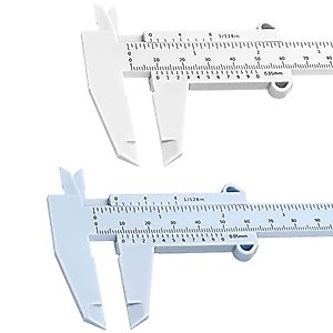 6Inch 150mm Mini Caliper Double Scale Plastic Vernier Caliper, Caliper Measuring Tool, for Carpentry, Student, Jewelry Measuring, etc. (White and Blue)