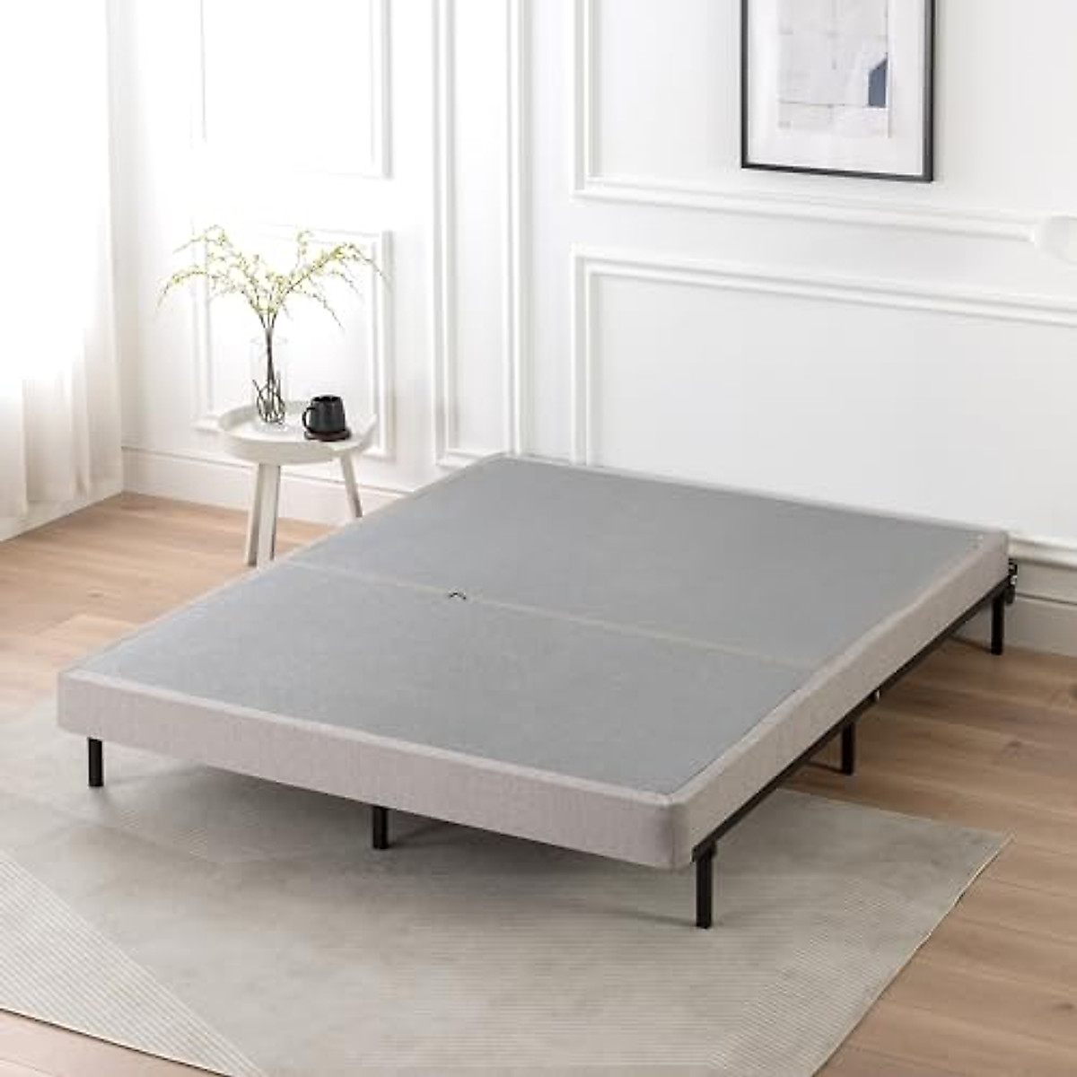 ZINUS No Assembly Metal Box Spring, 5 Inch White Mattress Foundation, Sturdy Metal Structure, Full