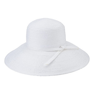 San Diego Hat Company Women's 5-inch Brim Sun Hat with Braid Self Tie, White, One Size