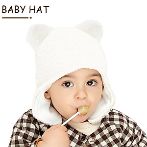 Bear Baby Winter Hat Toddler Earflap Beanie Unisex Infant Snow Cap Warm Fleece Kids Trapper Hats for Girls Boys 0-36M(Khaki,S)
