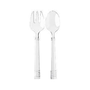Juliska Isabella Acrylic Salad Servers, Acrylic Glass - Unbreakable, Clear Acrylic, Embossed Salad Serving Utensils