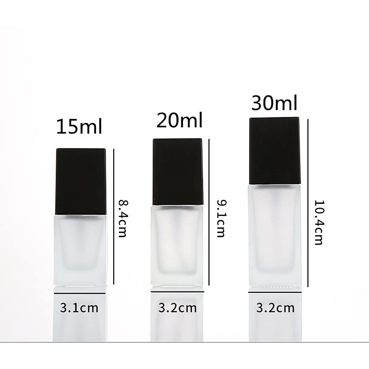 2 PCS 15ML (0.5 oz) Empty Refillable Cream Liquid Foundation Glass Container Pump Bottle Dispenser Storag Bottle for Travel