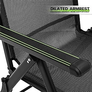 Magshion Folding Patio Chairs, Oversized High Back, Steel Frame with Footrests, 330 Lbs Capacity (Black, Set of 2)