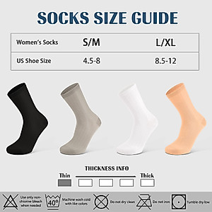 Compression Crew Socks for Women Thin Lightweight (15-20 mmHg) for Athletic Nurse Circulation Support Socks, 4 Pairs/Black