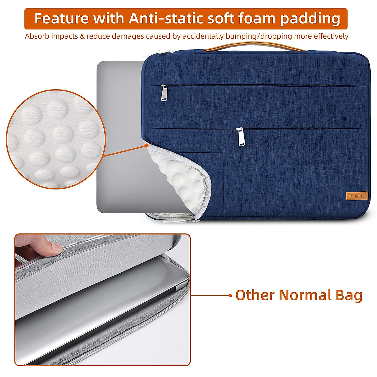 KINGSLONG 14 inch Laptop Sleeve Bag, Slim Shockproof Handbag, Computer Carrying Case Cover Compatible with MacBook Air/Pro,Acer Asus Dell HP Blue