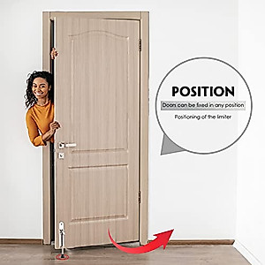 4 Pcs Heavy Duty Door Stopper Stainless Steel Foot Kickdown Door Stop Adjustable Easy Step Door Holder Telescopic Spring Door Stop Door Spring Stopper Silver Door Locks Holder for Outdoor Commercial
