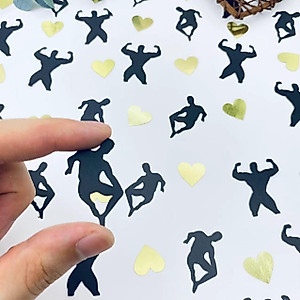 100 Pcs Male Dancers Glitter Table Confetti, Bachelorette Party Confetti Black and Gold Glitter Fiesta Confetti Bridal Shower Decor for Girls Night Out Pole Dance Party Confetti Decoration Supplies