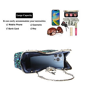 GUOZI Women's Vintage Beaded Sequin Peacock Clutch Purse Handmade Crossbody Evening Bag Handbag For Wedding Party Prom