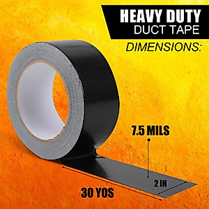 DSUWAZU 5Pack Duct Tape Heavy Duty, 2 inches x 30 Yards Strong, Flexible, No Residue, All-Weather and Tear by Hand-Bulk Value for Repairs,Industrial, Professional Use(Black)