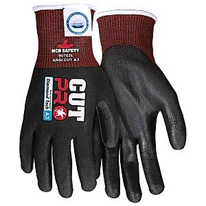 MCR Safety 90752M Cut Pro 15 Gauge Dyneema Diamond Work Gloves, Cut Protection Gloves with Polyurethane Coated Palm & Fingertips, Medium