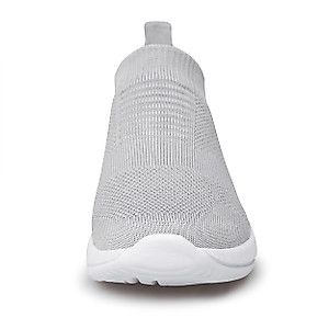 vibdiv Slip on Sock Sneakers Shoes for Wome Walking Shoes Comfortable for Jogging Work Gary 5 Light Gray White