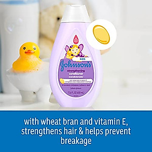Johnson's Strengthening Tear-Free Kids' Conditioner with Vitamin E Strengthens & Helps Prevent Breakage, Paraben-, Sulfate- & Dye-Free, Hypoallergenic & Gentle on Toddler Hair, 13.6 fl. oz