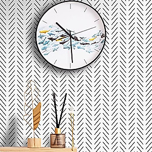 Orainege Black and White Peel and Stick Wallpaper Herringbone Contact Paper for Bathroom 17.7inch x 118.1inch Black Chevron Removable Wall Paper Peel and Stick Modern Geometric Self Adhesive Wallpaper