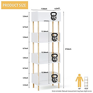 SUNTAGE White Wooden Open Bookcase, Modern Freestanding Bookshelf w/Side Panels, Edge Protection & Solid Wood Frame, Wood Storage Shelves Display Stand for Bedroom, Living Room & Home Office (4 Tier)