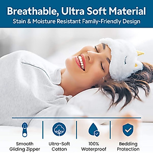 Guardmax Premium Pillow Protector with Zipper Body Size - Waterproof and Bed Bug Proof Pillow Covers - Pillowcases Protect Against Allergens, Dust Mites, Bed Bugs, and Liquid Spills