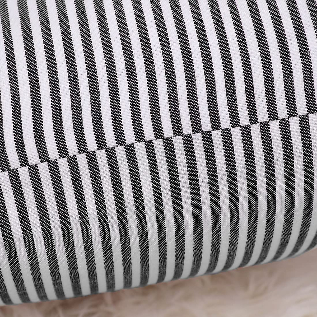 uxcell Woven Striped Throw Pillow Covers Decorative Square Farmhouse Cushion Covers for Sofa Bedroom Car Chair Black and White 18" x 18"