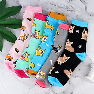 Belloxis Corgi Gifts for Corgi Lovers, Corgi Socks 5 Pairs, Funny Fun Novelty Socks, Gifts for Women