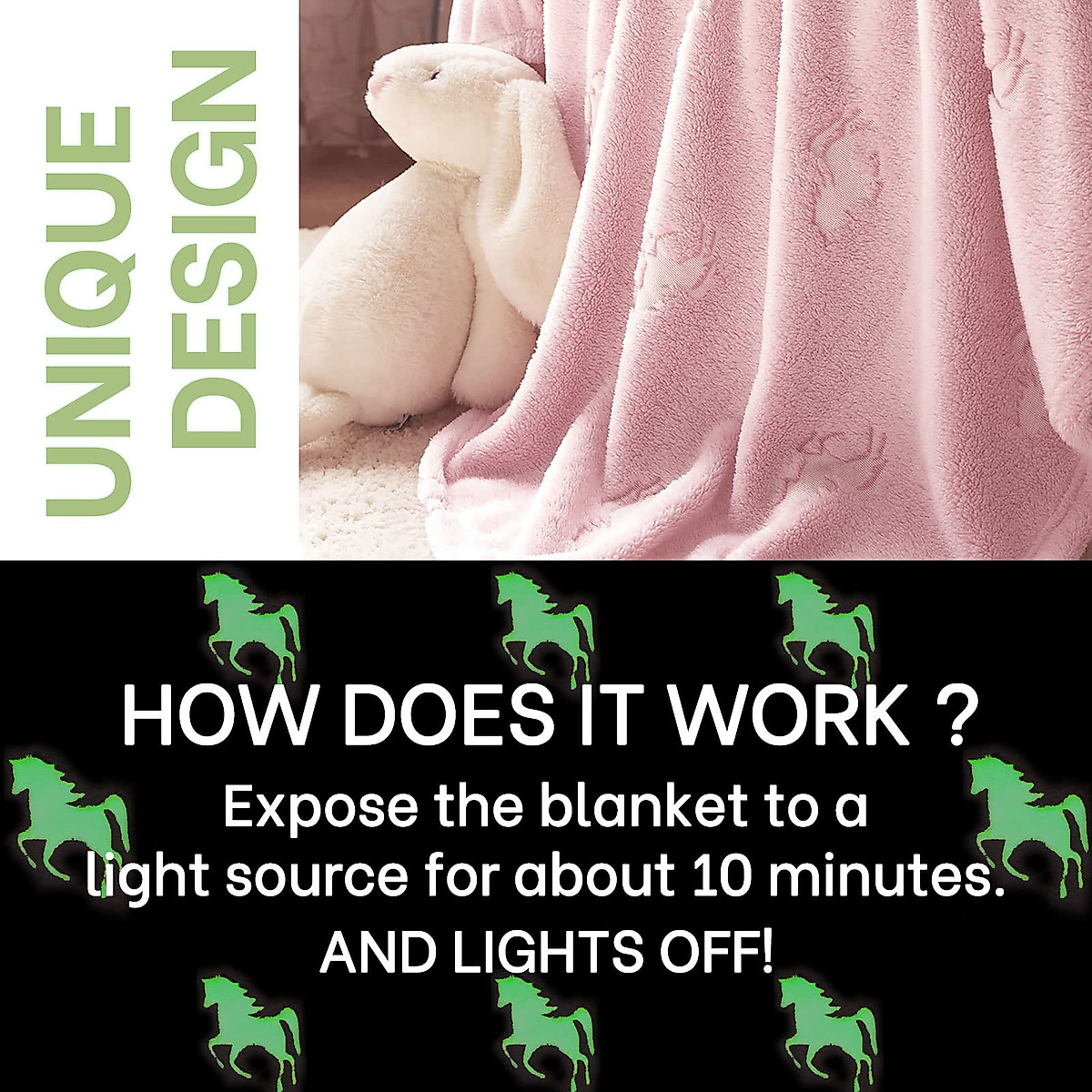 jinchan Glow in The Dark Throw Blanket Cat Pattern 40"x60" Soft Fleece Blanket for Couch Bed Decor Birthday Holiday Kids Boys Girls Blue