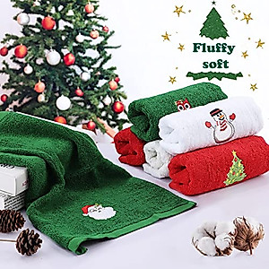 SamfuLoge Christmas Hand Towels, 6 Pack Decorative Dish Towels Pure Cotton Towels Christmas Kitchen Towels for Drying, Cleaning, Cooking & Baking, Embroidered Christmas Design Towels Gift Set