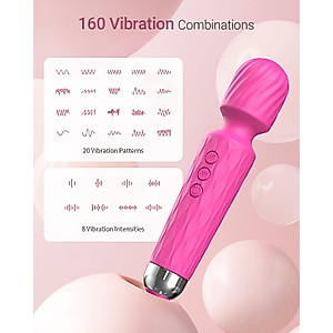 SIKXTOA Vibrator Wand, G Spot Female Adult Sex Toys, Vibrators for Her, Wand Massager, Clit Stimulator Sex Toy, Dildo, with 8 Speeds of Pleasure & 20 Patterns, Powerful, Waterproof (Rose)