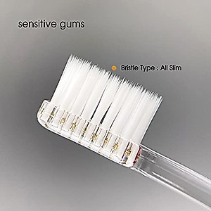 MISOdental Advanced Manual Toothbrush (All Slim) for Adults, Soft Bristles, Small Head, Refreshing, 4 Pcs, Made in Korea, Included Protection Caps, Youth 12+
