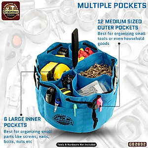 Graintex GB2892 18 Pockets Grab Bag Royal Blue Color Rip-stop Canvas Drawstring Closure, Small Parts Organizer Bag, Parachute Canvas Bag for Screws, Small Tools, Small Parts