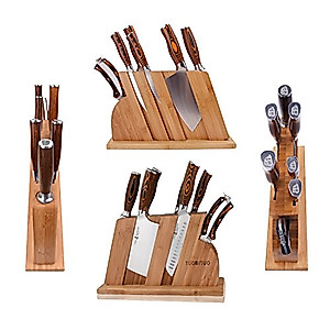 TUO 8-pcs Kitchen Knife Set - Forged German X50CrMoV15 Steel - Rust Resistant - Full Tang Pakkawood Ergonomic Handle - Kitchen Knives Set with Wooden Block - Fiery Phoenix Series