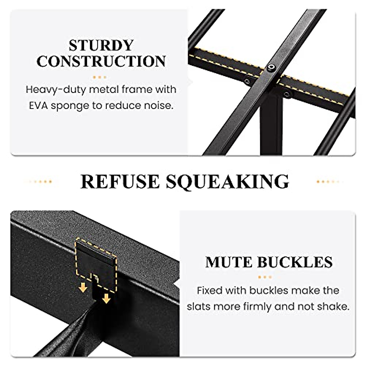 SHA CERLIN Heavy Duty Metal Bed Frame Queen Size, Platform Bed Frame with Wooden Headboard Footboard, 13 Strong Metal Slats Support, No Box Spring Needed, Mattress Foundation, Easy Assembly