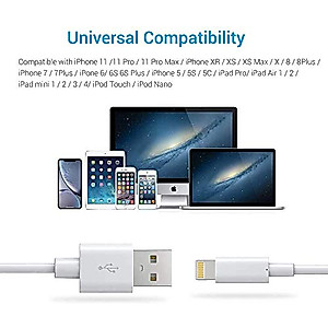 Novtech iPhone Charger Cord -MFi Certified 3Pack 6FT iPhone Cord, 2.4A Fast Charging Cable, USB to Lightning Cable for iPhone 14 Plus 13 12 11 Pro Max Mini SE XR Xs X 8 7 6 6S iPad AirPods, White