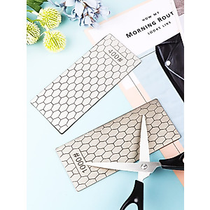 2PCS Diamond Sharpening Stone, Kalolary Knife Sharpener Stone Whetstone Honeycomb Surface Diamond Sharpener Plate with Non-slip Base for Pocket Knives Scissors, Outdoor Kitchen Tools (400/1000 Grit)