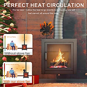 Wood Stove Fan Heat Powered, 2023 New 8-Blade Fireplace Fan Non-Electric,Thermoelectric Fan with Thermometer for Wood/Pellet Burning stoves,Circulating Warm Air and Saving Fuel, Quiet Operation