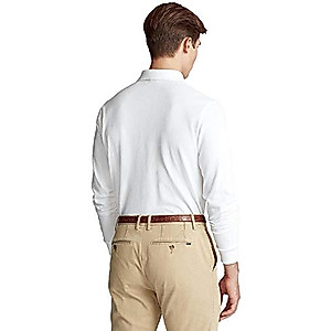 POLO RALPH LAUREN Men's Long Sleeve Mesh Polo Shirt (L, White)