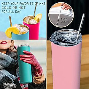 Earth Drinkware SKINNY TUMBLERS (4 pack) - 20oz Stainless Steel Double Wall Insulated Tumblers with Lids and Straws | Skinny Travel Mug, Straw Cleaner INCLUDED | Blanks For Vinyl Projects - Multi #4