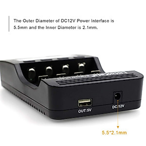 Lii-500 4 Slots Smart Intelligent Battery Charger for 3.7V Li-ion/ 1.2V Ni-MH Cylindrical Rechargeable Battery LCD Display