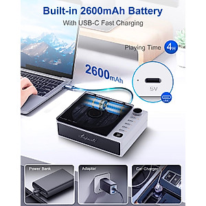 CD Player Portable, Leapwell Portable CD Player with Speakers Bluetooth for Car Home, Small Compact Desktop Retro CD Player Rechargeable with Headphones Radio, Personal CD Players with FM USB White