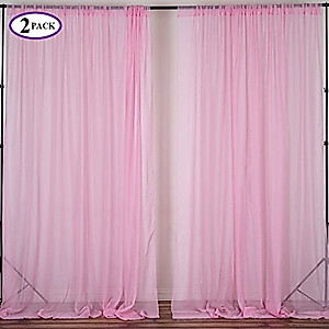BalsaCircle 10 feet x 10 feet Pink Sheer Voile Backdrop Drapes Curtains 2 Panels 5x10 ft - Wedding Ceremony Party Home Decorations