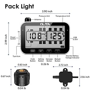 RV Tire Pressure Monitoring System, RV TPMS, 6 Sensors, 7 Alarm Modes, 14 Days Battery Life, 80ft Sensing Distance, Large Screen, for RV, Trailer, Coach, Motor Home, Fifth Wheel, (0-188psi) (-4~ 185℉)