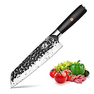 imarku Chef Knife Japanese Forged Knife 7.5 Inch High Carbon German Stainless Steel Meat Cleaver Knife Kitchen Kiritsuke Knife for Home and Restaurant Christmas Gift for Men and Women