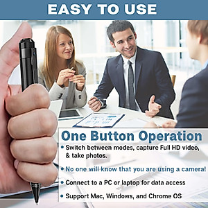 SIRGAWAIN Mini Spy Camera Hidden Camera Pen 1080p & 64GB Micro SD - [Upgraded 2024] Small Nanny Cam Spy Pen Camera Full HD Video or Picture Taking - Secret Camera with Wide Angle Lens, Rechargeable