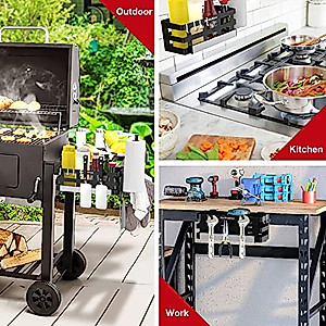 Griddle Caddy for 28"-36" Griddles/Prep Cart with Double Magnetic Tool Holder&Paper Towel Holder&6 J-Hooks, Space Saving Grill Accessories Storage Caddy, BBQ Accessories Holder for Outdoor Grill