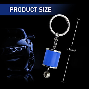 gunhunt 1 PC Car Shifter Keyring, 6 Speed Gear Key Clip, Universal Polished Metal Collectible Key Chain Creative Model (Blue)