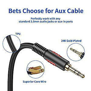 3.5mm Male to Male Audio Aux Cable 25ft, AUX Cable for Beats Headphones, iPods, iPhones, iPads, Home/Car Stereos and More