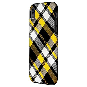 iPhone XR Yellow Black Tartan Plaid Pattern 80s Design Case
