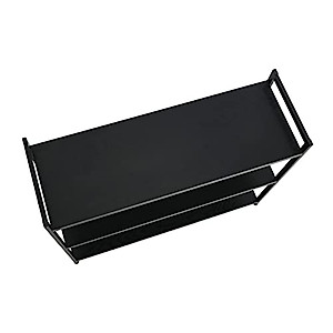 Household Essentials 3 Tier Wide Book Shelf, Medium, Black Oak Finish