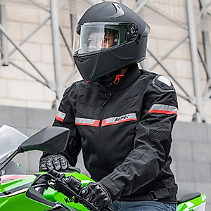 ILM Adult Motorcycle Helmet Dual Visor Flip up Modular Full Face Helmet DOT Model WS206(Matte Black,Large)