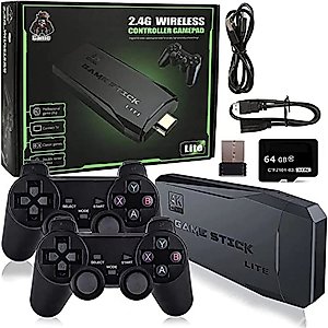 Game Stick 4k 64 GB - 10,000 Retro Games, Wireless Retro Game Console, 2.4G Wireless Controller Gamepad 4K Game Stick, 4K HDMI Output TV Game Stick (128G)