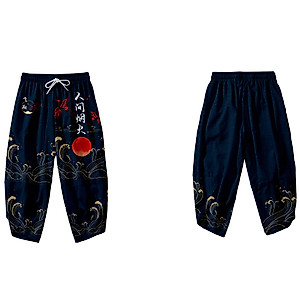 DOSLAVIDA Men's Japanese Kimono Jacket Set Stylish Open Front Coat With Shorts Chinese Style Printed Cardigan Suits