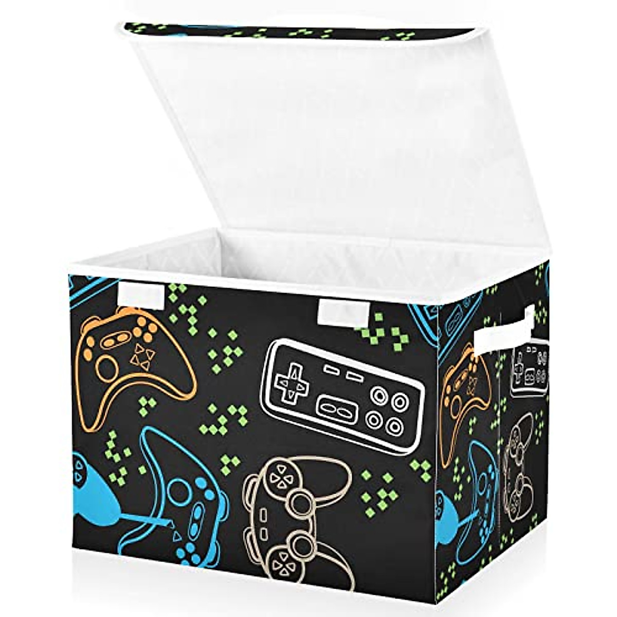 innewgogo Joysticks Video Game Storage Bins with Lids for Organizing Large Collapsible Storage Bins with Handles Oxford Cloth Storage Cube Box for Car