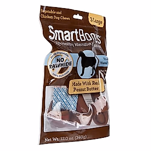 SmartBones Dog Chews, Treat Your Dog to Rawhide-Free Dog Bones, Made With Real Meat and Vegetables, 3 Large